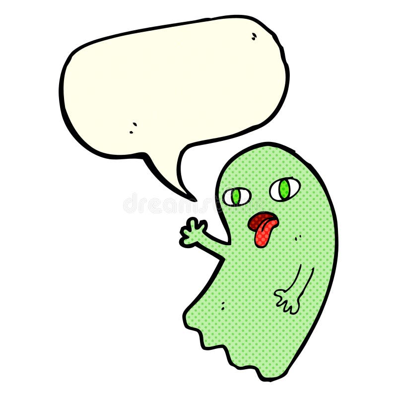 Funny Cartoon Ghost with Speech Bubble Stock Illustration ...