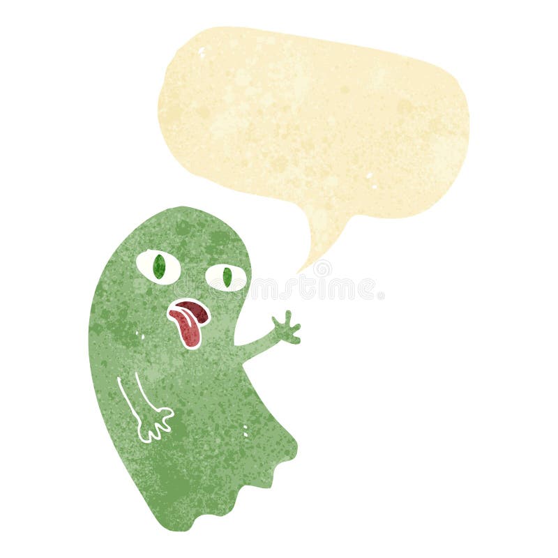 Funny Cartoon Ghost with Speech Bubble Stock Illustration ...