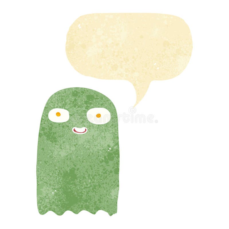 Funny Cartoon Ghost with Speech Bubble Stock Illustration ...