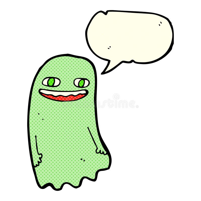 Funny Cartoon Ghost with Speech Bubble Stock Illustration ...