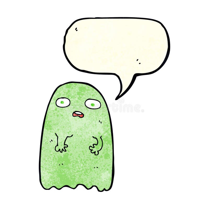 Funny Cartoon Ghost with Speech Bubble Stock Illustration ...