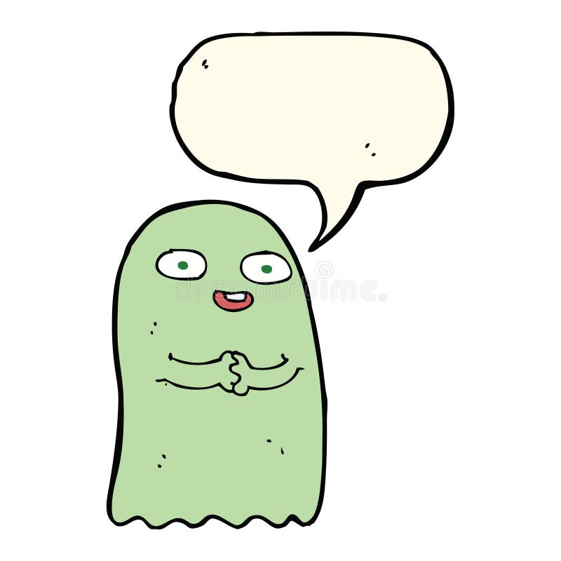 Funny Cartoon Ghost with Speech Bubble Stock Illustration ...