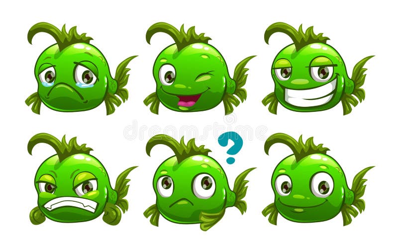 Funny cartoon green fish stock vector. Illustration of nature - 85008704