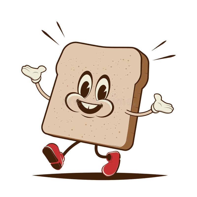 Funny Cartoon Illustration of a Walking Toast Stock Vector ...