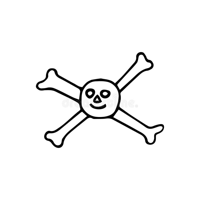 Funny Cartoon Jolly Roger Thin Line Icon. Death Warning, Skull and ... Funny Cartoon Jolly Roger Thin Line Icon. Death Warning, Skull and ...
