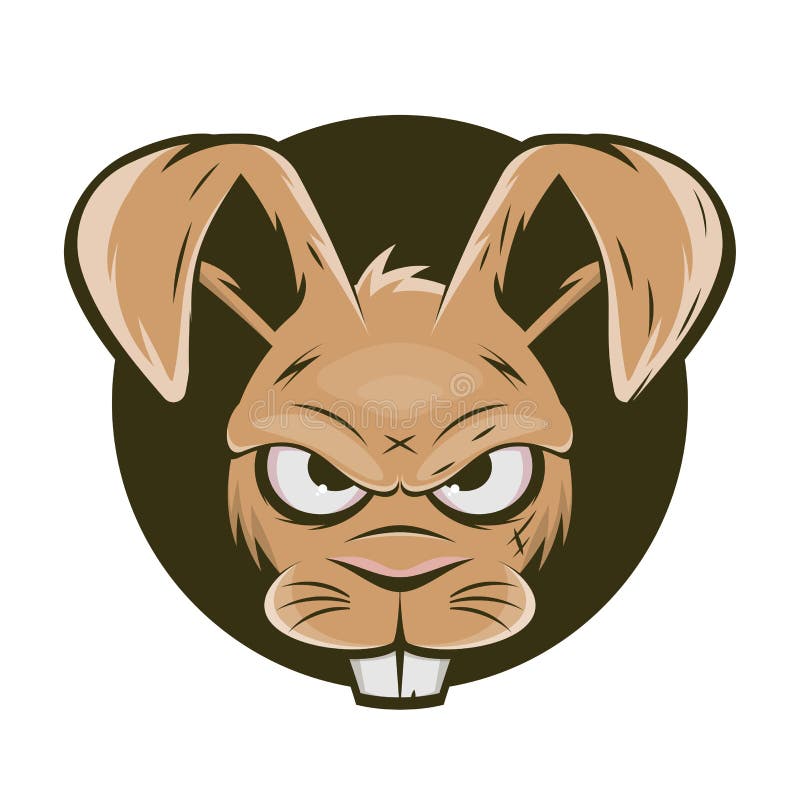 Funny Cartoon Logo of an Angry Rabbit Stock Vector - Illustration of ...