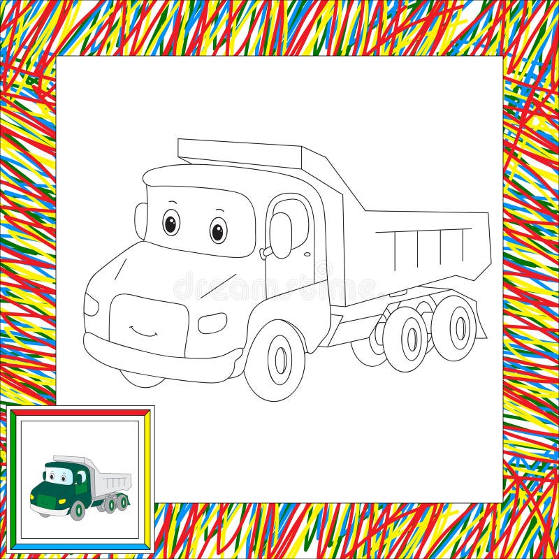 Funny Cartoon Lorry. Coloring Book for Kids Stock Vector - Illustration ...
