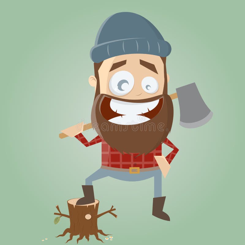 Funny cartoon lumberjack stock vector. Illustration of humorous - 68310383