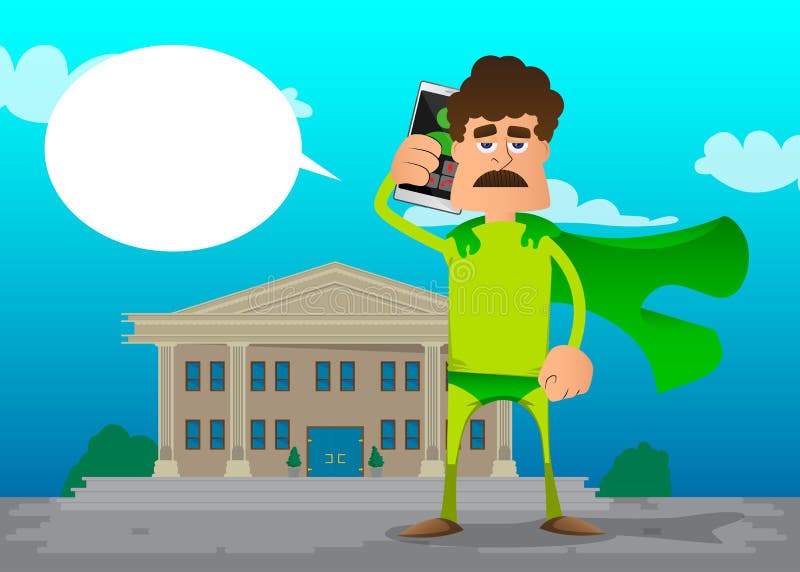 Man Dressed As a Superhero Talking on Cell Phone. Stock Vector ...