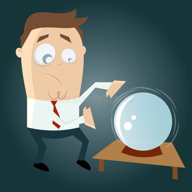 Funny Cartoon Man is Fortune Telling Stock Illustration - Illustration ...