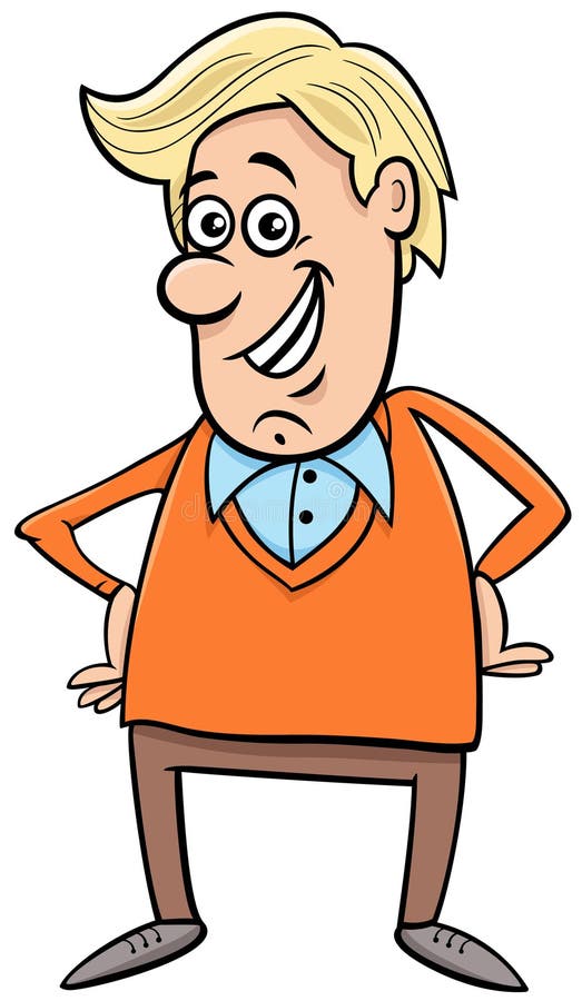 Funny Cartoon Man or Guy Character Stock Illustration - Illustration of ...