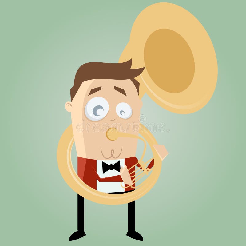 Funny Cartoon Man Playing Tuba Stock Vector - Illustration of player ...
