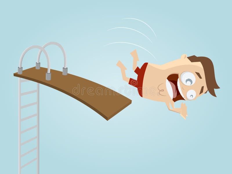 Funny Cartoon Man with Springboard Stock Vector - Illustration of clip ...