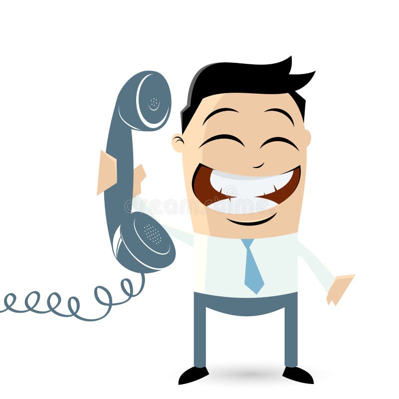 Funny Cartoon Man with Telephone Stock Vector - Illustration of ...