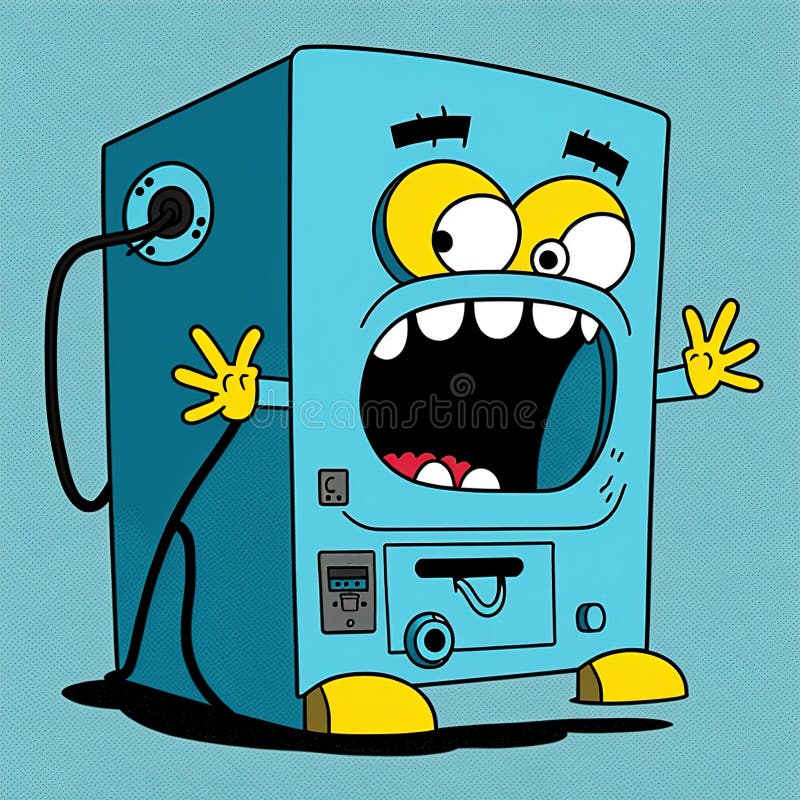 Funny Cartoon Mascot Washing Machine Yelling Stock Illustration ...