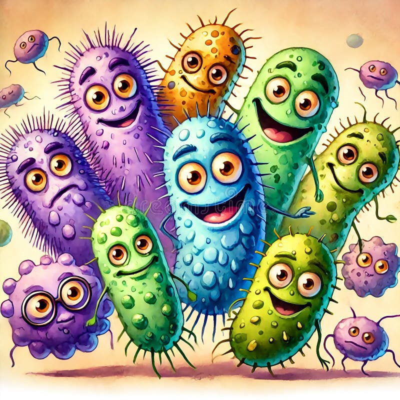 A Funny Cartoon Microbe with a Playful Expression, Featuring Whimsical ...