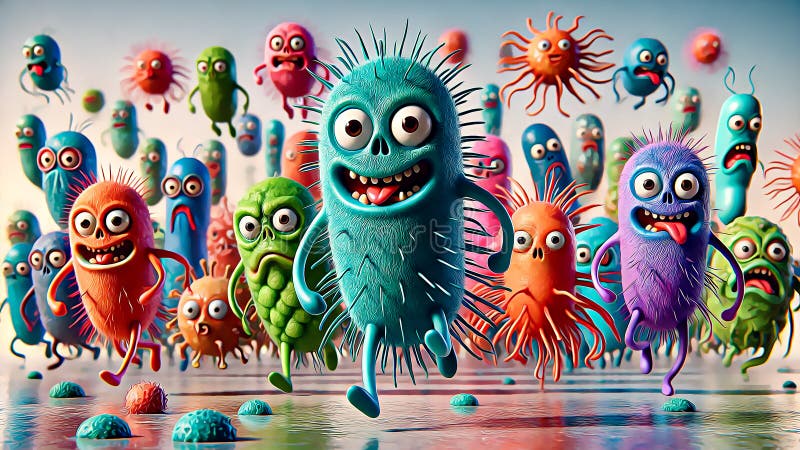 A Funny Cartoon Microbe with a Playful Expression, Featuring Whimsical ...