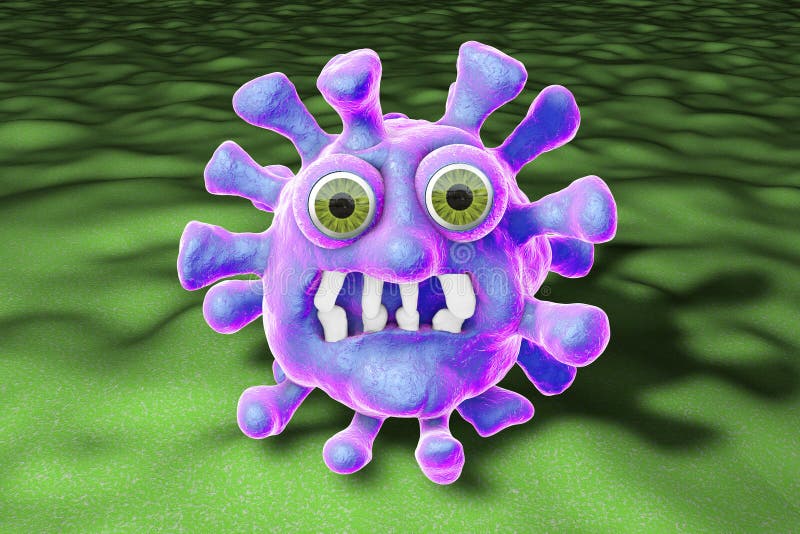 Funny cartoon microbe stock illustration. Illustration of microbe ...