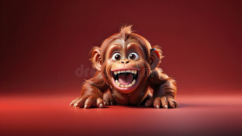 Funny Cartoon Monkey with Big Smile. Stock Illustration - Illustration ...