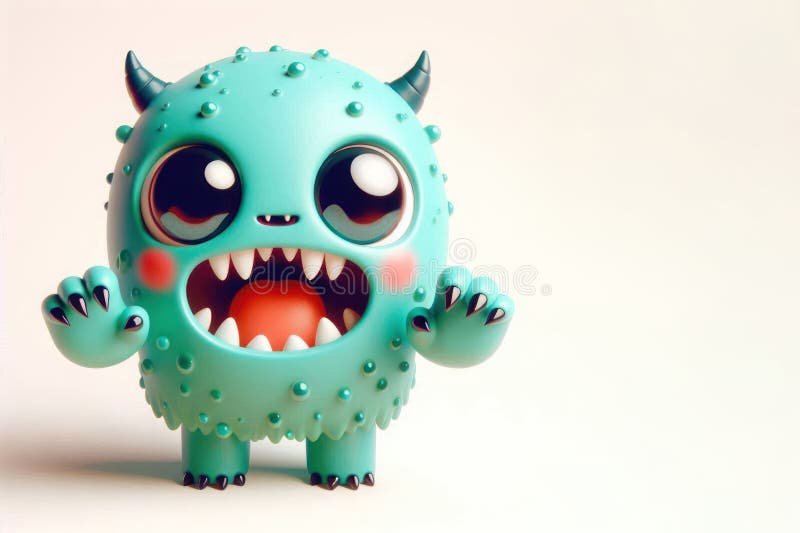 A Funny Cartoon Monster with Big Eyes and Sharp Teeth. Space for Text ...