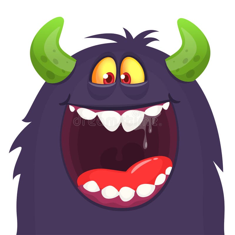Funny Cartoon Monster Face Expression. Vector Monster Creature Avatar ...