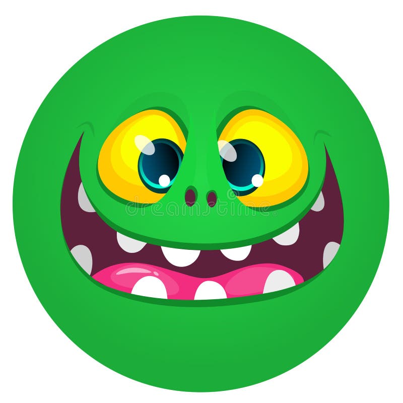 Funny Cartoon Monster Face. Vector Halloween Monster Round Avatar Stock ...