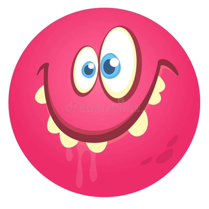 Funny Cartoon Monster Face. Vector Halloween Monster Round Avatar Stock ...