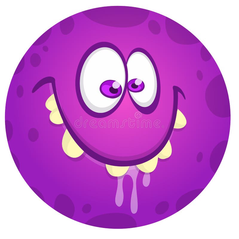 Funny Cartoon Monster Face. Vector Halloween Monster Round Avatar Stock ...