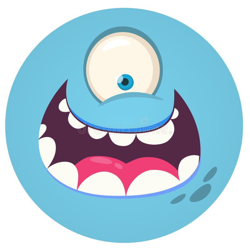 Funny Cartoon Monster Face. Vector Halloween Monster Round Avatar Stock ...