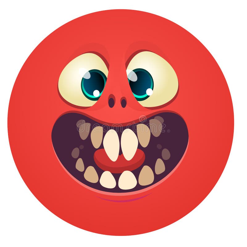 Scared Cartoon Monster Face Expression. Vector Halloween Monster Square ...