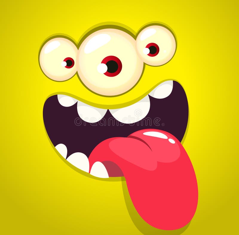 Funny Cartoon Monster Face. Vector Monster Square Avatar Stock Vector ...