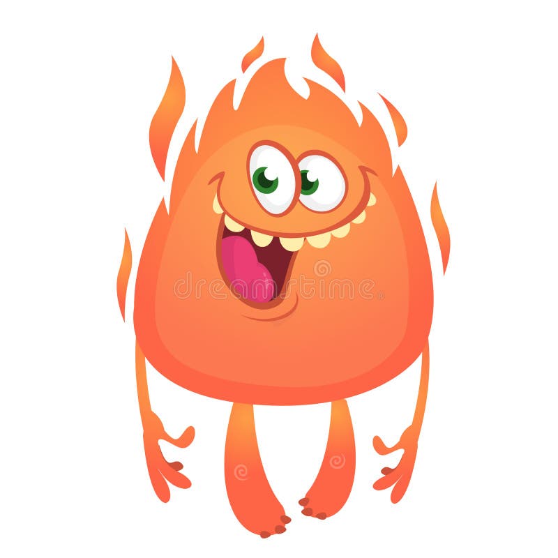 Scary Fire Cartoon Character Stock Illustration - Illustration of ...
