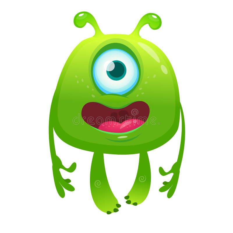 Funny Cartoon Monster with One Eye. Vector Illustration of Cute Monster ...