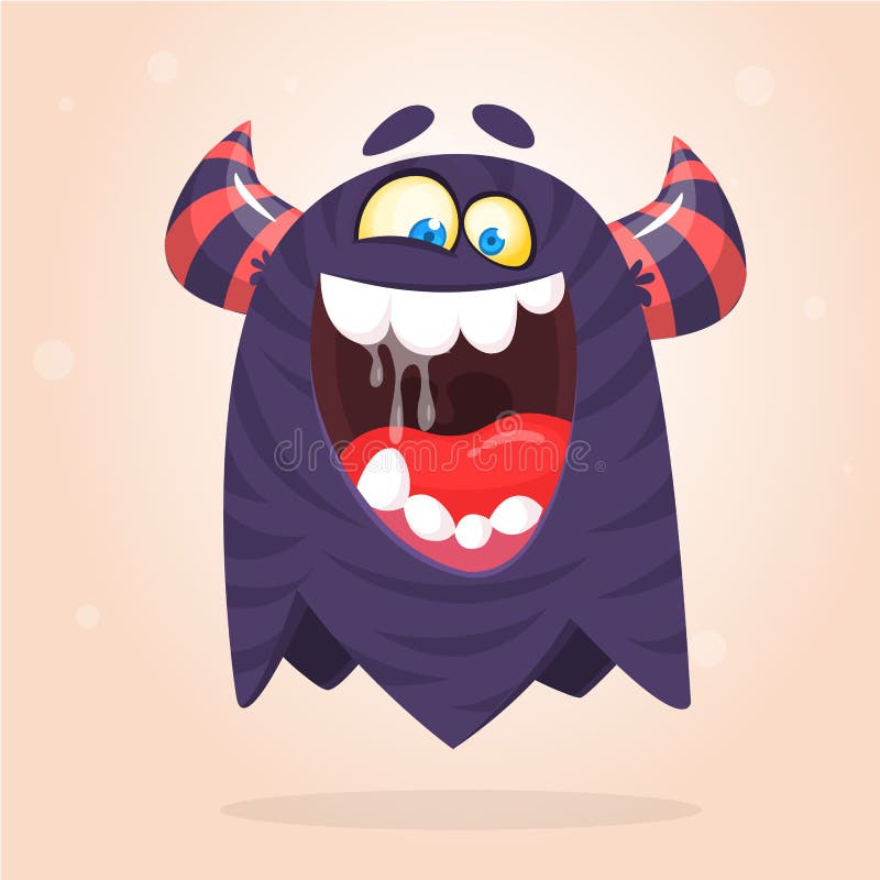 Funny Cartoon Monster. Vector Halloween Black Monster. Big Set of ...