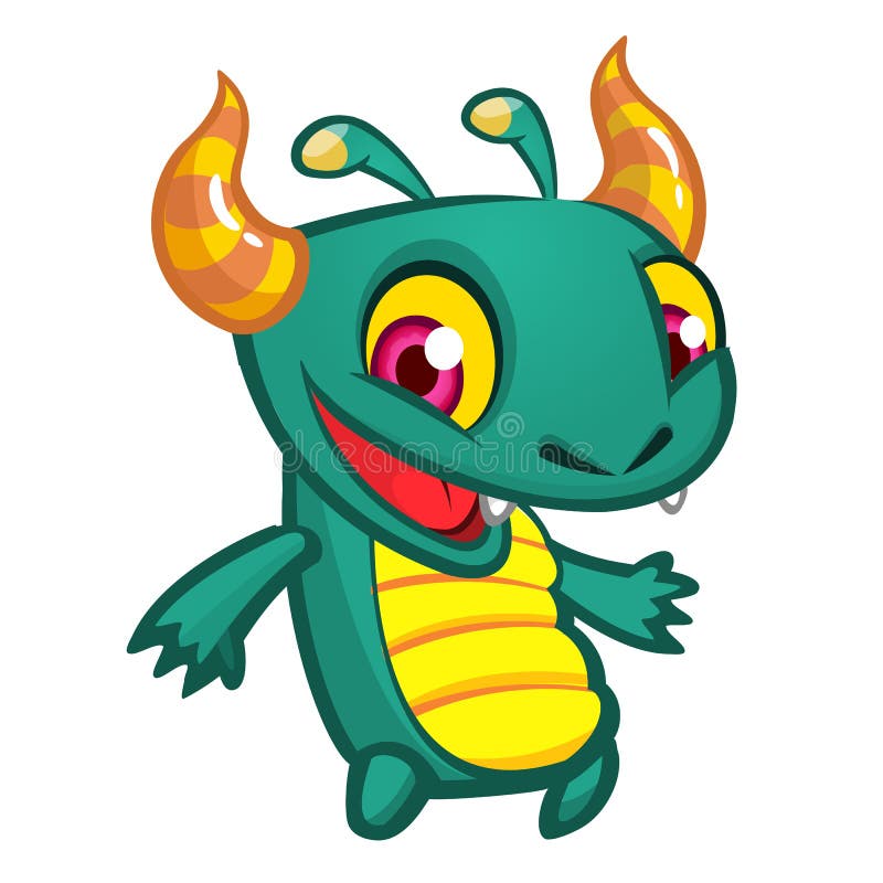 Funny Cartoon Monster. Vector Illustration of Cute Monster Creature ...