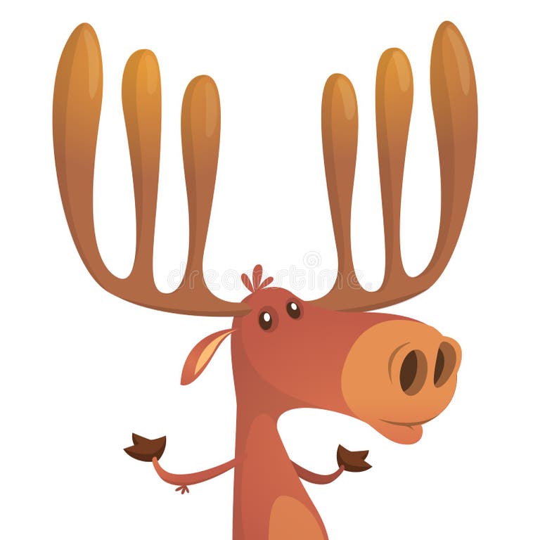 Funny Cartoon Moose. Vector Moose Character Illustration. Stock Vector ...