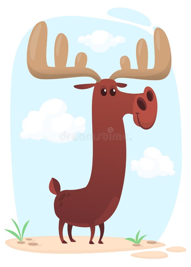 Funny Cartoon Moose. Vector Moose Character Illustration Stock Vector ...