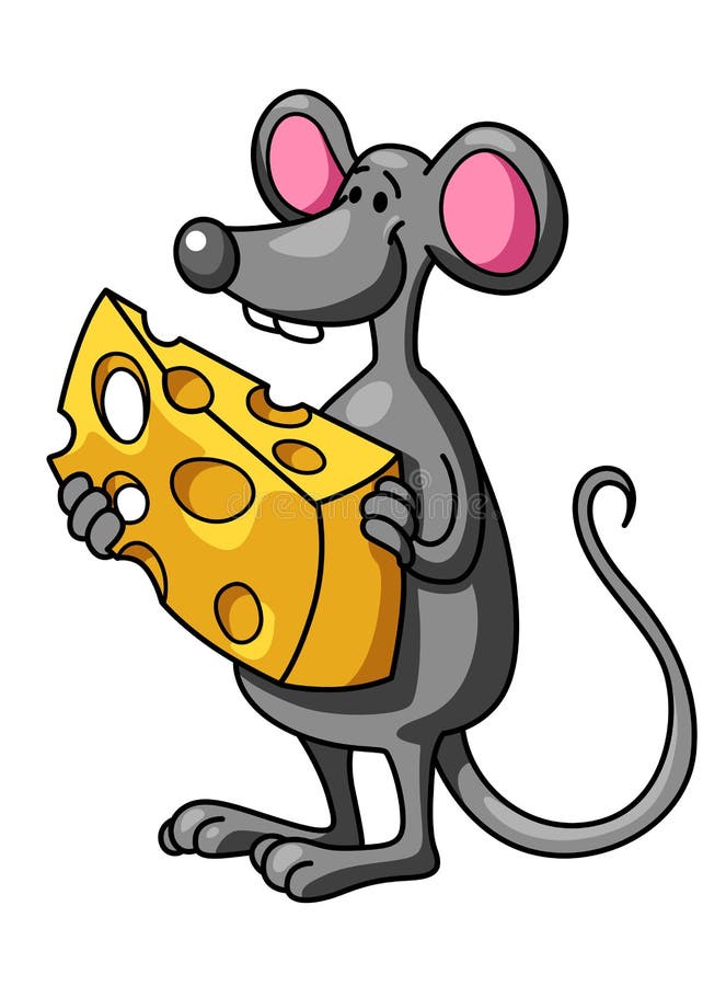 Funny Cartoon Mouse with Cheese Stock Vector - Illustration of smell ...
