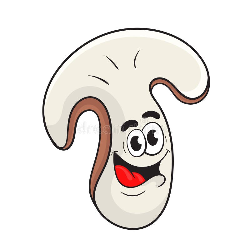 Funny Cartoon Mushroom Champignon Character Design Vector Illustration ...