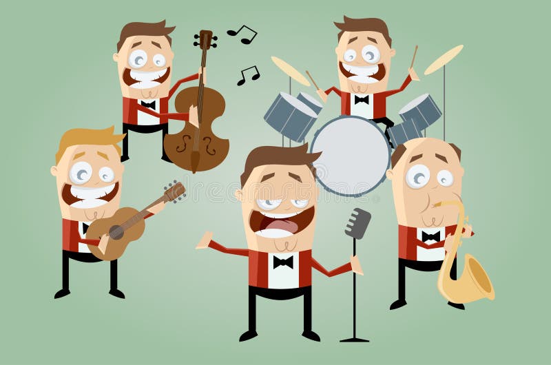 Funny cartoon music band stock vector. Illustration of drummer - 30920299