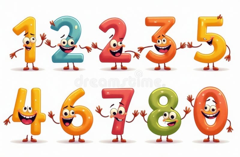 Funny Cartoon of Numbers at 4-12-2024 Stock Illustration - Illustration ...