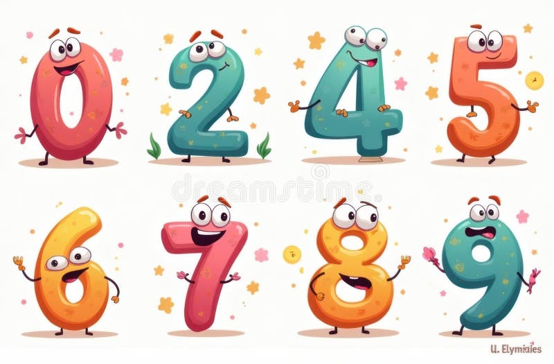 Funny Cartoon of Numbers at 4-12-2024 Stock Illustration - Illustration ...
