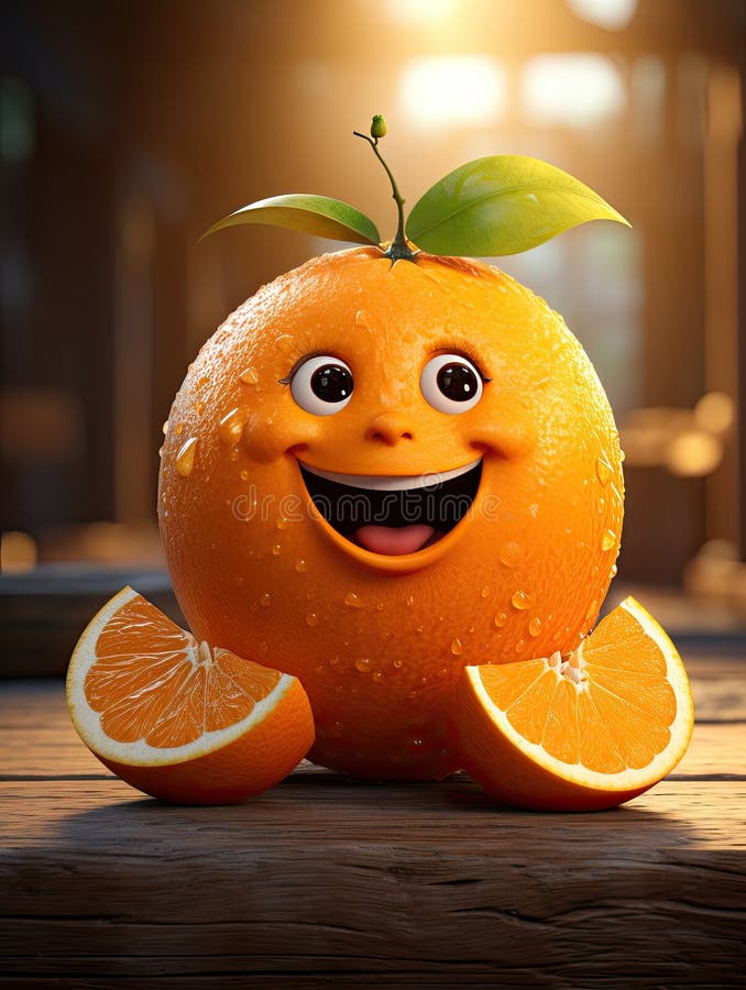 Funny Cartoon Orange. Generated by AI Stock Illustration - Illustration ...