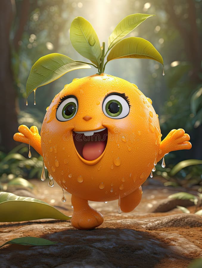Funny Cartoon Orange. Generated by AI Stock Illustration - Illustration ...