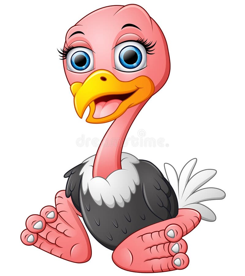 Funny Cartoon Ostrich Sitting Stock Vector - Illustration of character ...