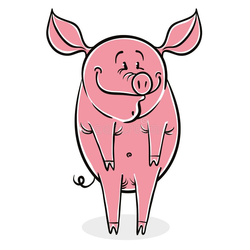 Funny cartoon pig. stock vector. Illustration of animal - 42983357