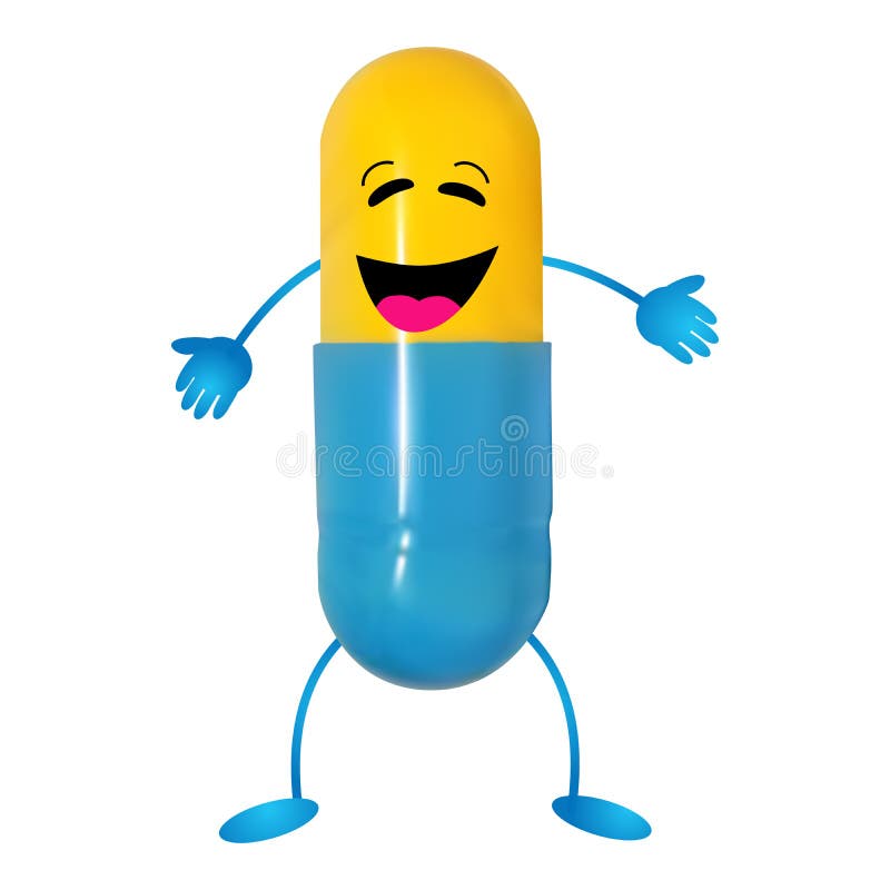 Funny Cartoon Pill Character. Stock Vector - Illustration of healthy ...