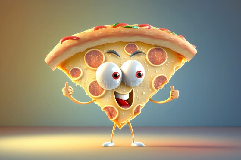 Funny Cartoon Pizza in Champion Pose Stock Illustration - Illustration ...