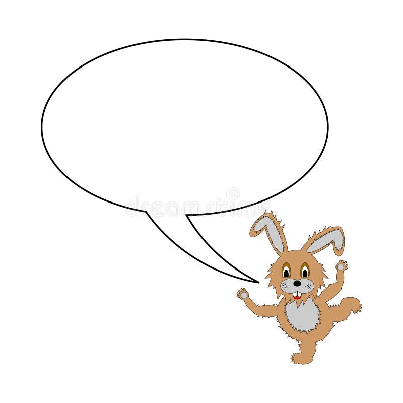 A Funny Cartoon Rabbit with a Speech Bubble Stock Vector - Illustration ...