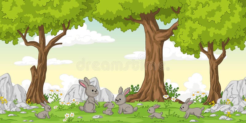 Cartoon Forest Background stock vector. Illustration of gardens - 169135842